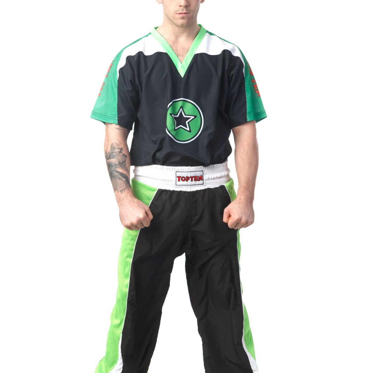 TOP TEN Kickboxing uniform “Star” = blackgreen – Bytomic Trade & Wholesale