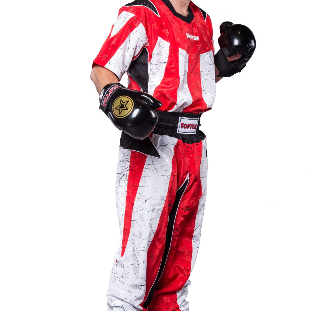 TOP TEN Kickboxing uniform “Sunrise” = redwhite – Bytomic Trade & Wholesale