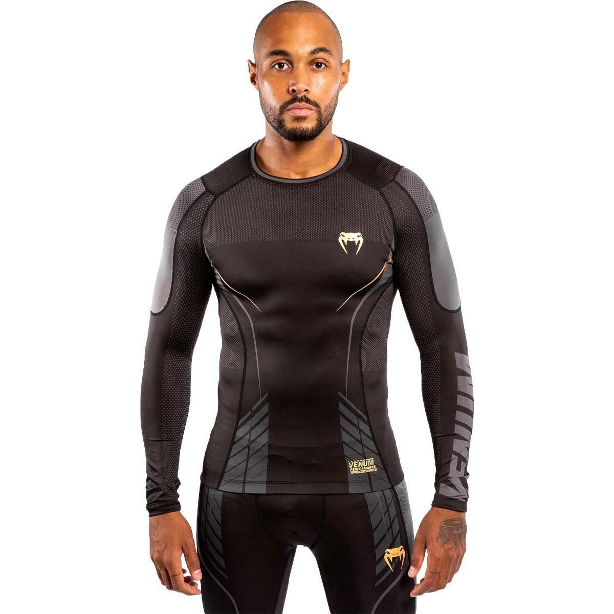 Black-Gold Venum Athletics Long Sleeve Rash Guard – Bytomic Trade ...